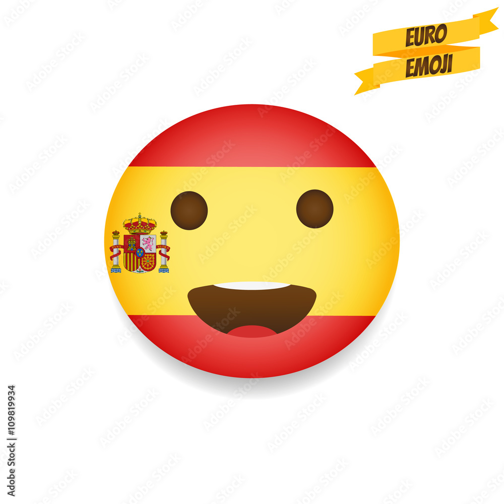 Euro emoji. Spain Flag Emoticon. Emoticon sport fan. Emoji isolated ...