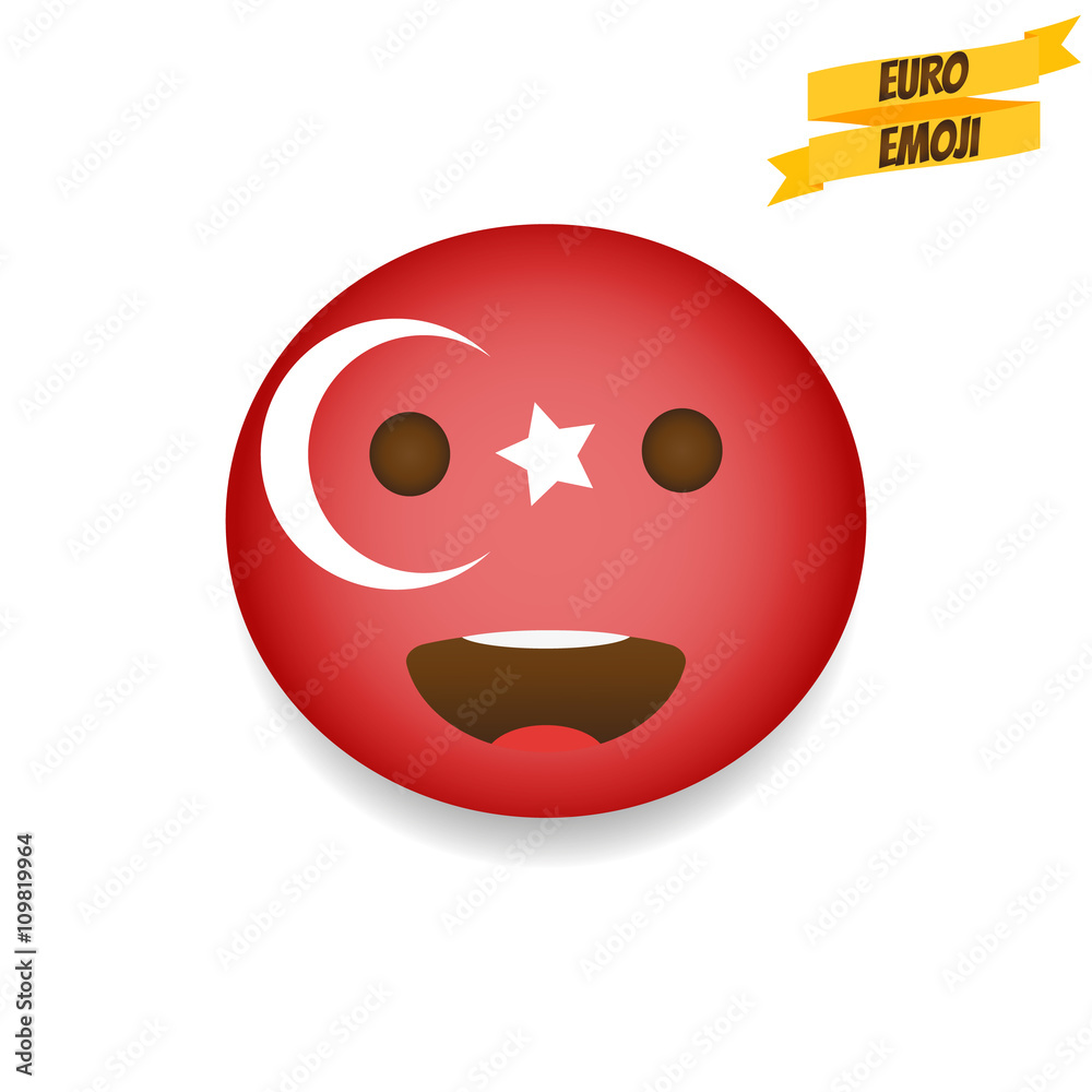Euro emoji. Turkiye Flag Emoticon. Emoticon sport fan. Emoji isolated ...
