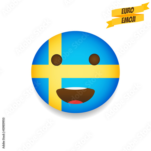 Euro emoji. Sweden Flag Emoticon. Emoticon sport fan. Emoji isolated ...