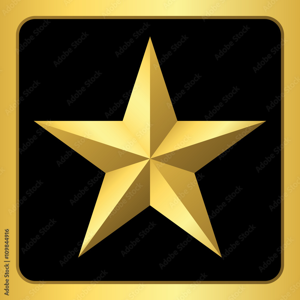 Gold star icon. Pentagonal sign with gradient. Elegant symbol of ...