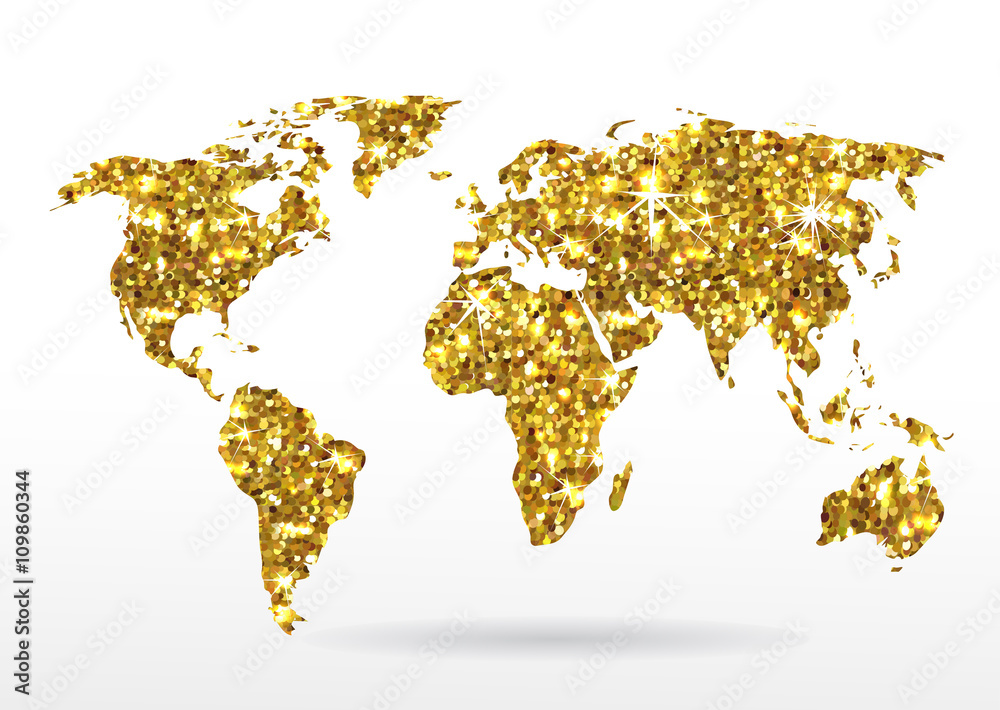 World map of gold glittering stars Stock Vector | Adobe Stock