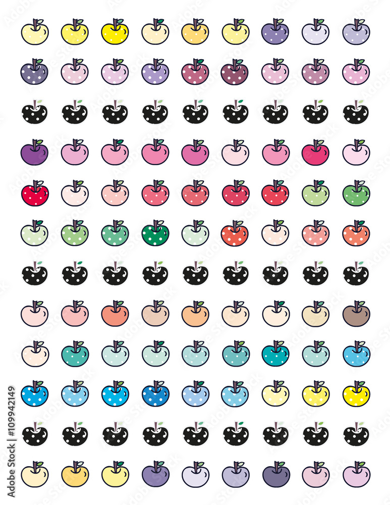 Apple Set Minimalistic,Flat Design.Printable planner ,stickers for ...