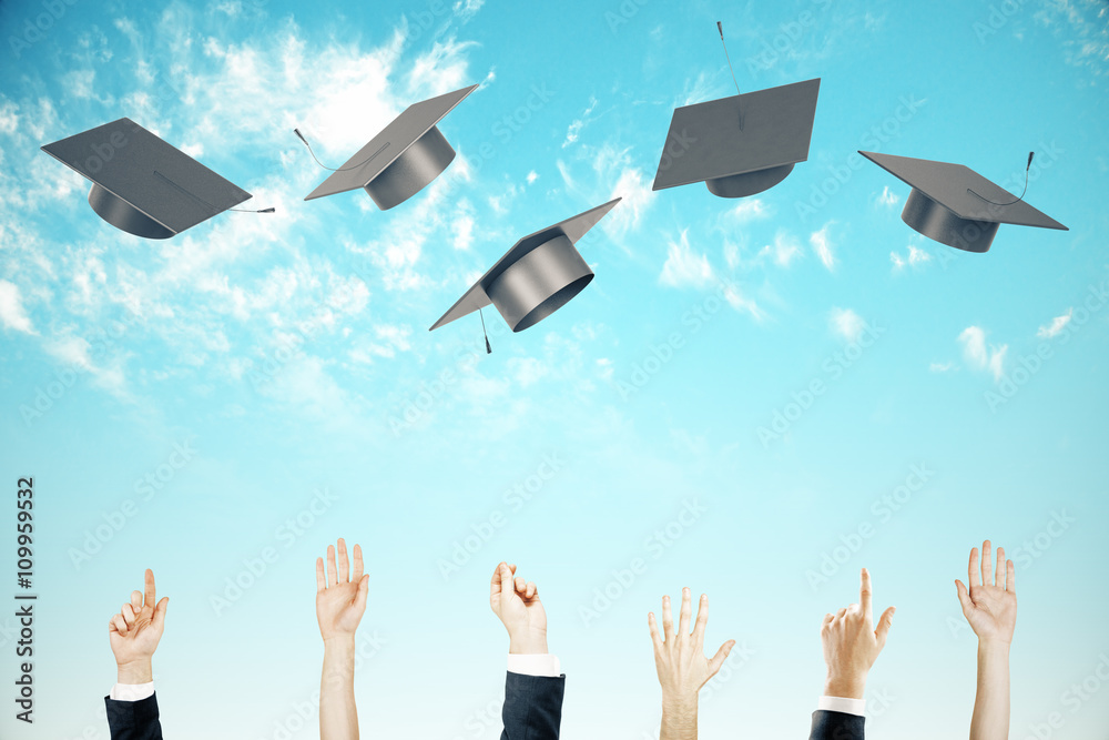 Graduation concept clear sky background Stock Photo | Adobe Stock