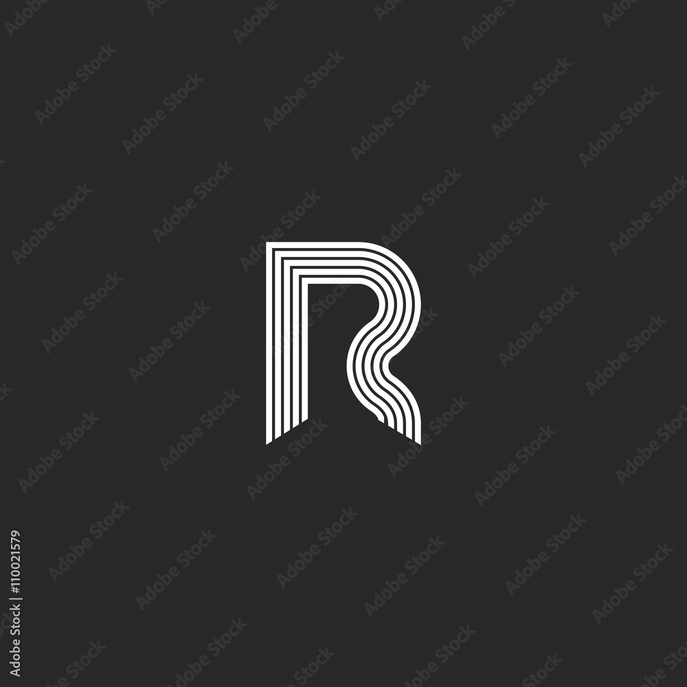 Logo R letter monogram thin lines style, graphic design element ...