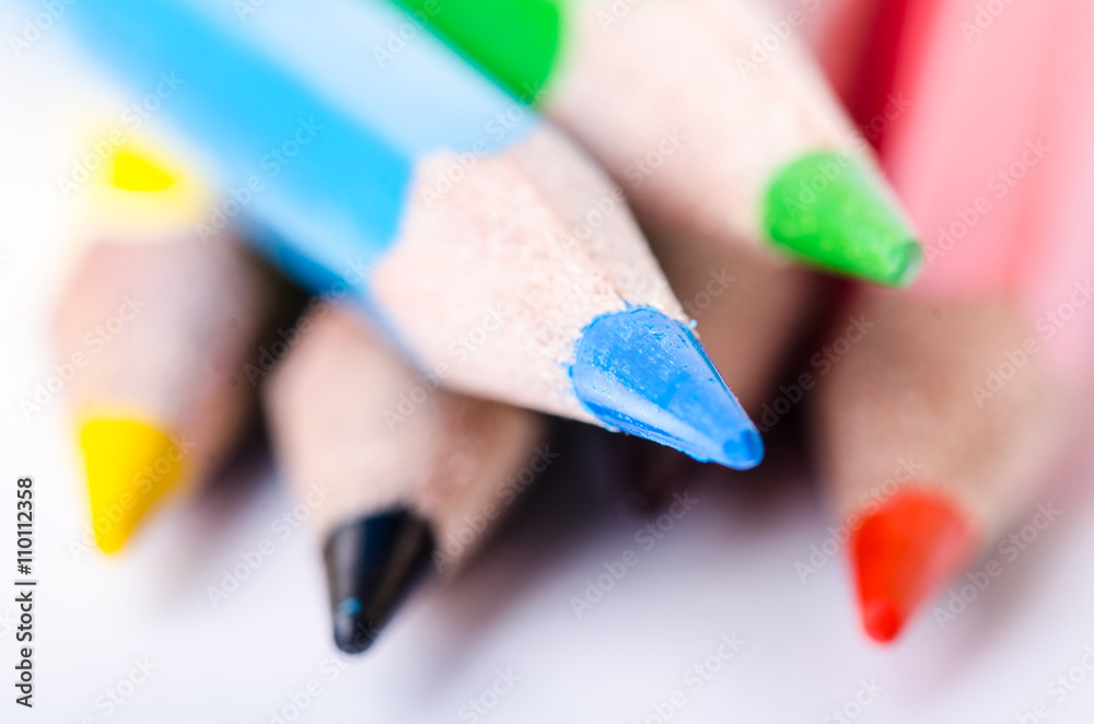 Colour pencil isolated on a white background. Lines of pencils ...