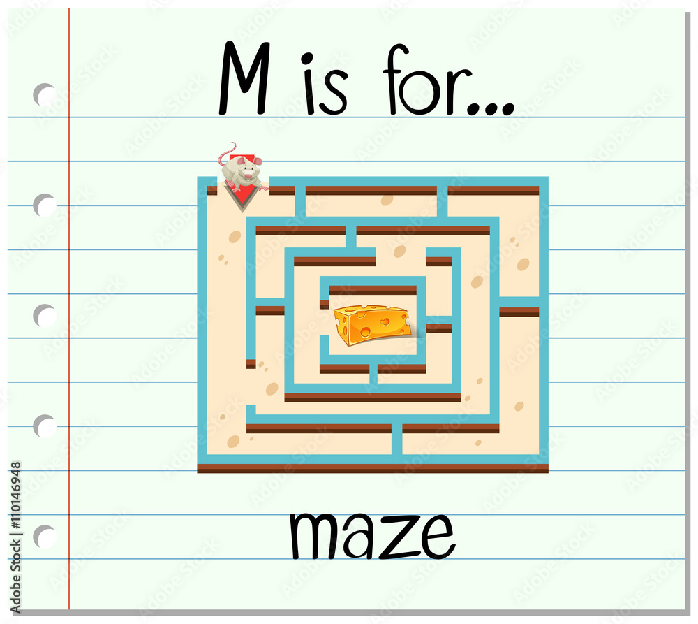 Flashcard letter M is for maze Stock Vector | Adobe Stock