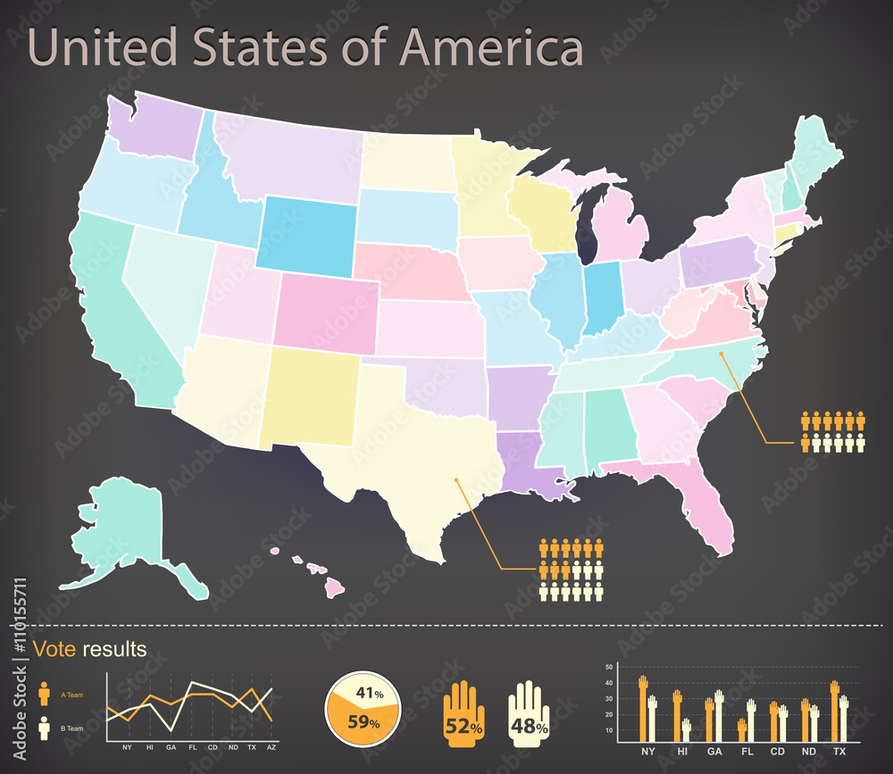 Map of U.S.A. and infographic Stock Vector | Adobe Stock