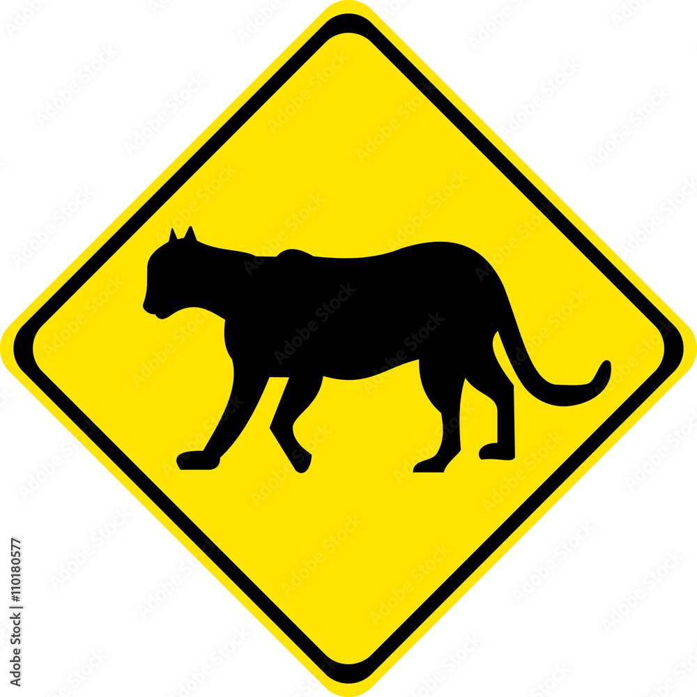 Road sign warning about the possible presence of animals on the road ...