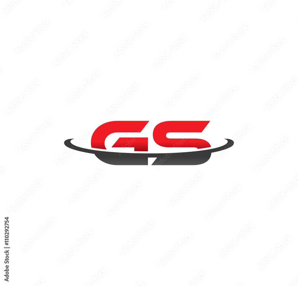 gs alphabet with swoosh grey and red Stock Vector | Adobe Stock