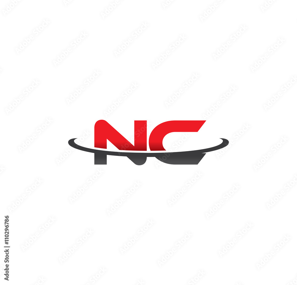 nc alphabet with swoosh grey and red Stock Vector | Adobe Stock