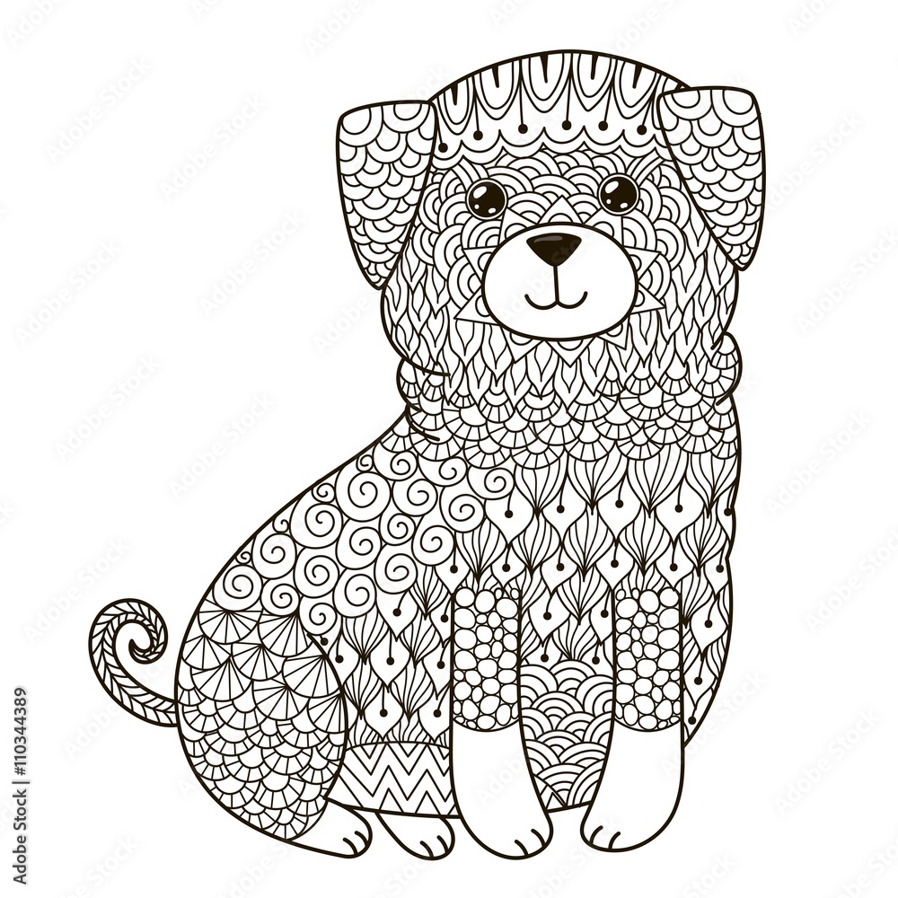 Zentangle dog for coloring page, shirt design, logo, tattoo and ...