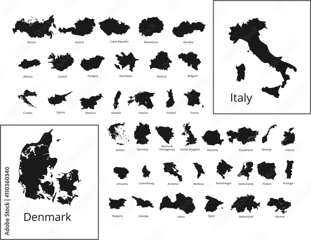 Colorful European countries political map with clearly labeled ...