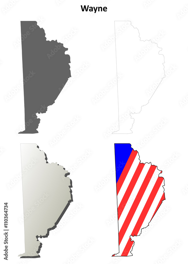 Wayne County, Pennsylvania outline map set Stock Vector | Adobe Stock