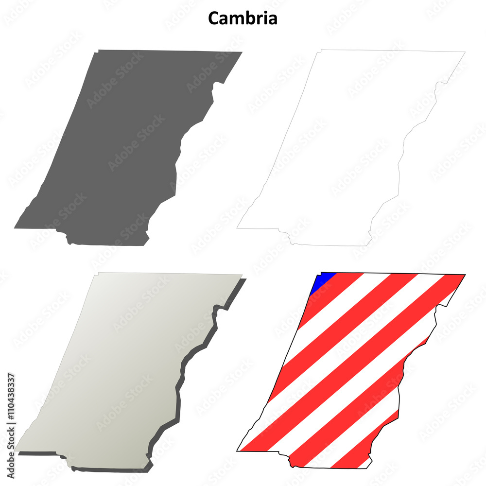 Cambria County, Pennsylvania outline map set Stock Vector | Adobe Stock