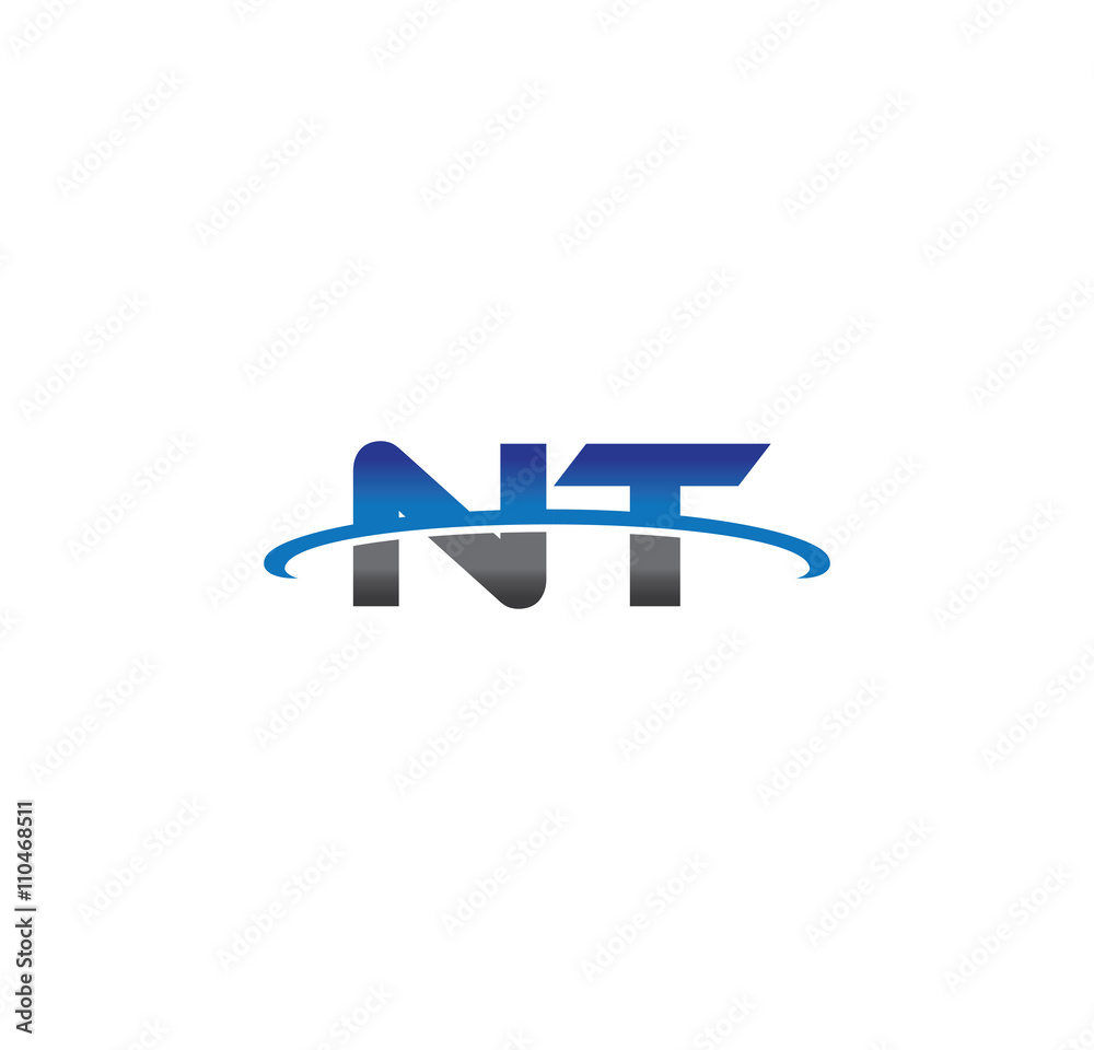 nt alphabet with swoosh grey and blue Stock Vector | Adobe Stock
