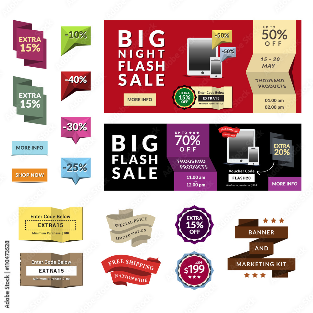 Banner & Marketing Set. This set contains banners & its elements for ...