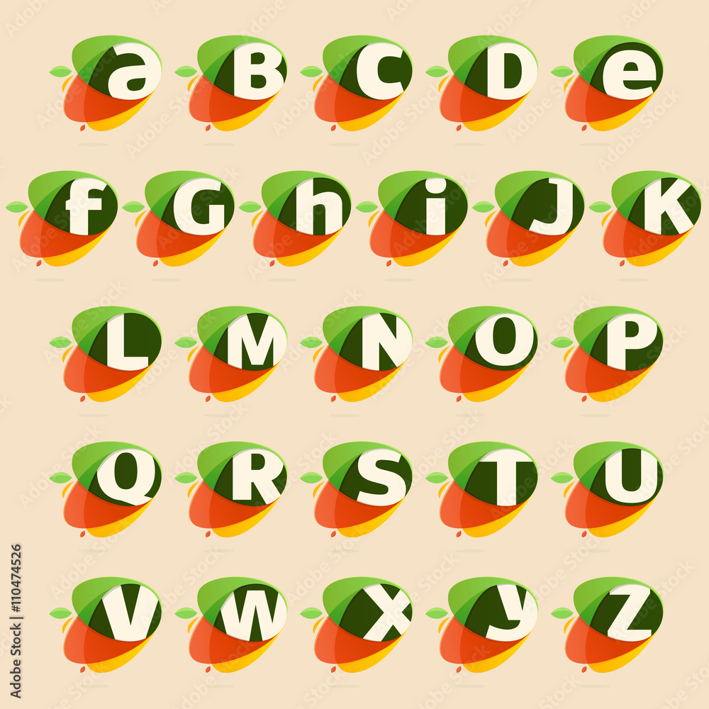Alphabet letters with healthy food shapes. Stock Vector | Adobe Stock