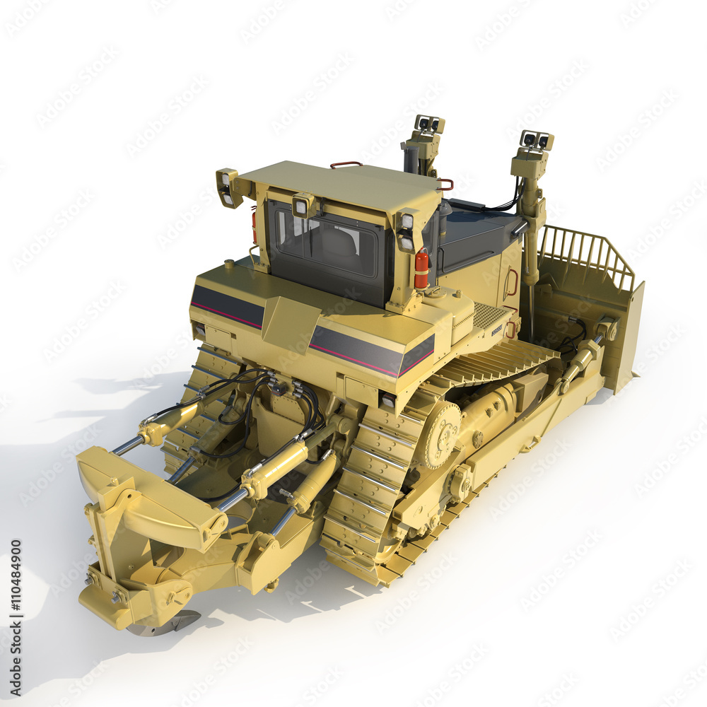 Heavy dozer on tracks (3d render) Stock Illustration | Adobe Stock