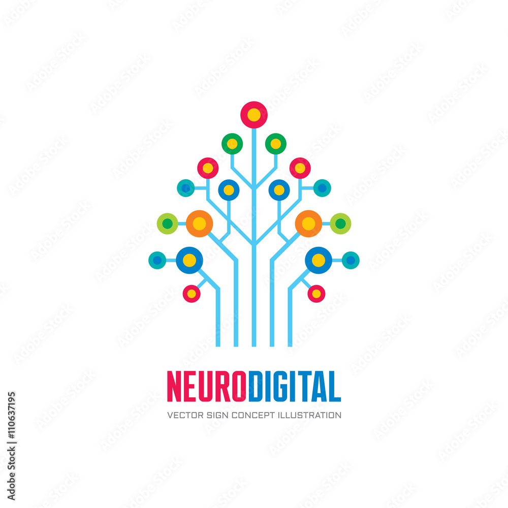 Neuro digital - vector logo concept illustration. Network tree logo ...