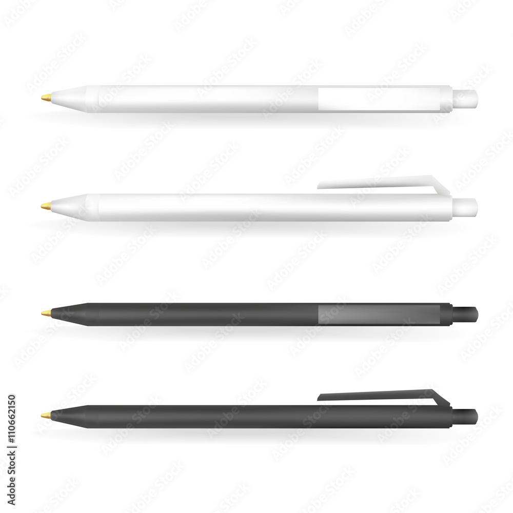 Vector Set of Blank White and Black Pens.Template for advertising and ...