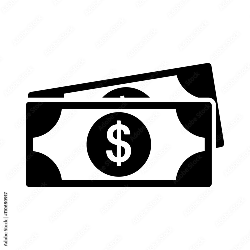 cash money icon black on white background Stock Vector | Adobe Stock