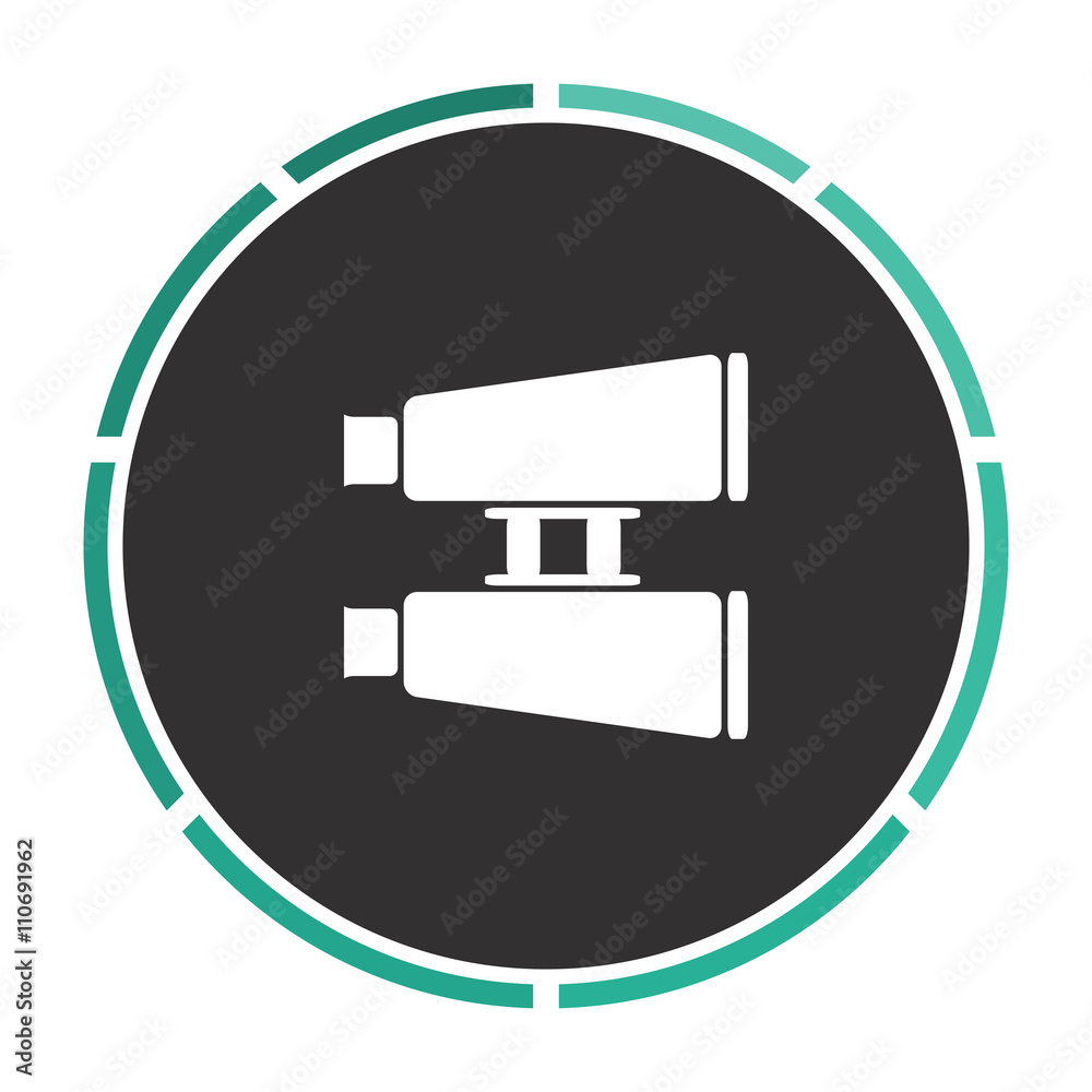 binoculars Simple flat white vector pictogram on black circle ...