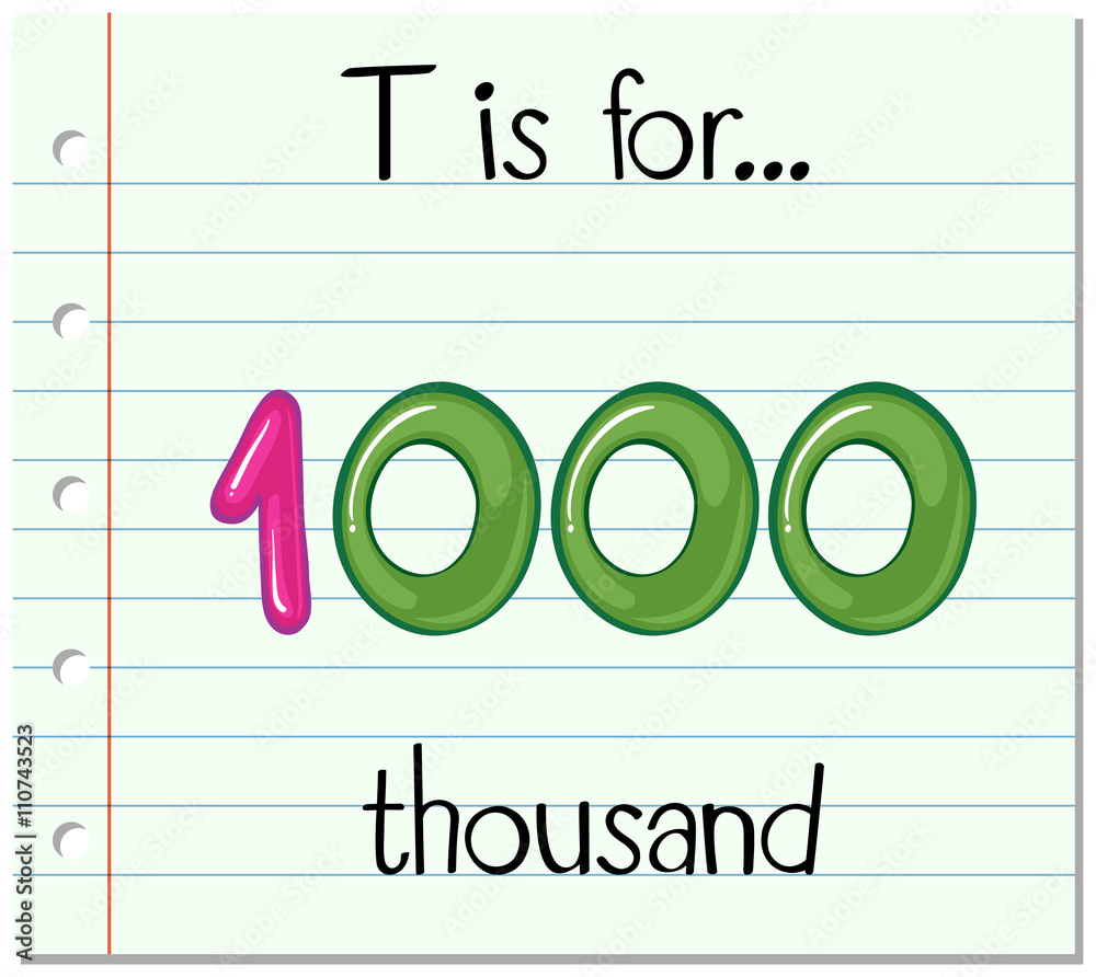 Flashcard letter T is for thousand Stock Vector | Adobe Stock