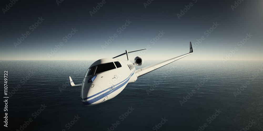 Image of White Luxury Generic Design Private Jet Flying in Sky at ...