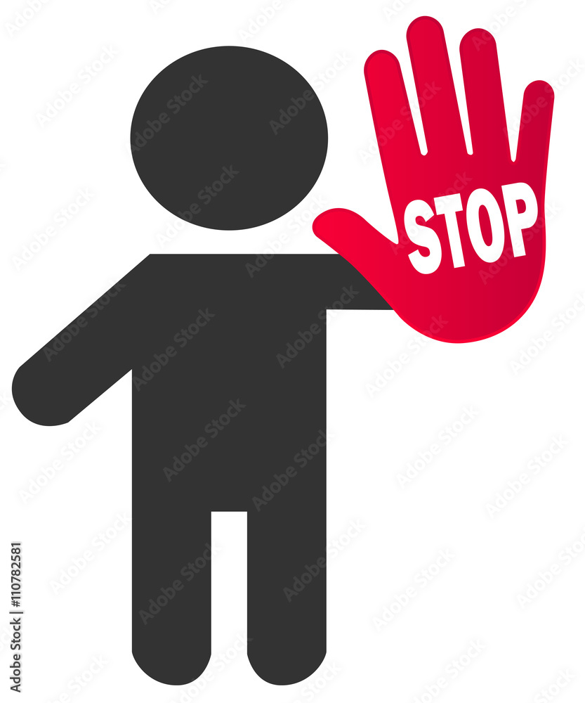 Stock-Vektorgrafik „Männchen sagt STOP (so und nicht weiter)“ | Adobe Stock