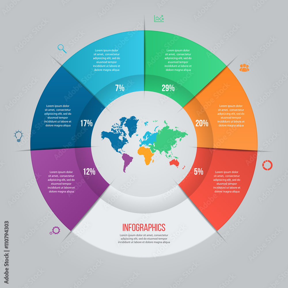 Vector pie chart template for graphs charts diagrams. Business circle ...