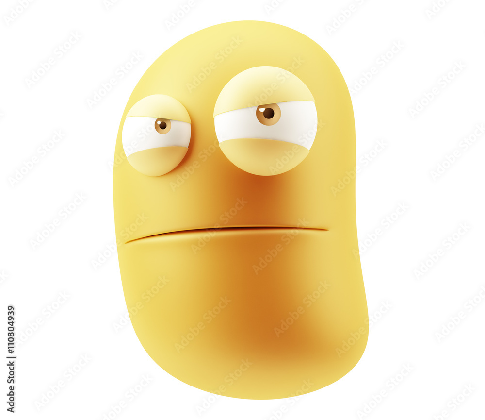 Confused Emoticon Character Face Expression. 3d Rendering. Stock ...