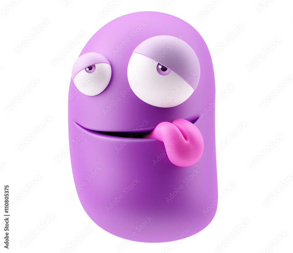 Dumb Emoticon Face. 3d Rendering. Stock Illustration | Adobe Stock