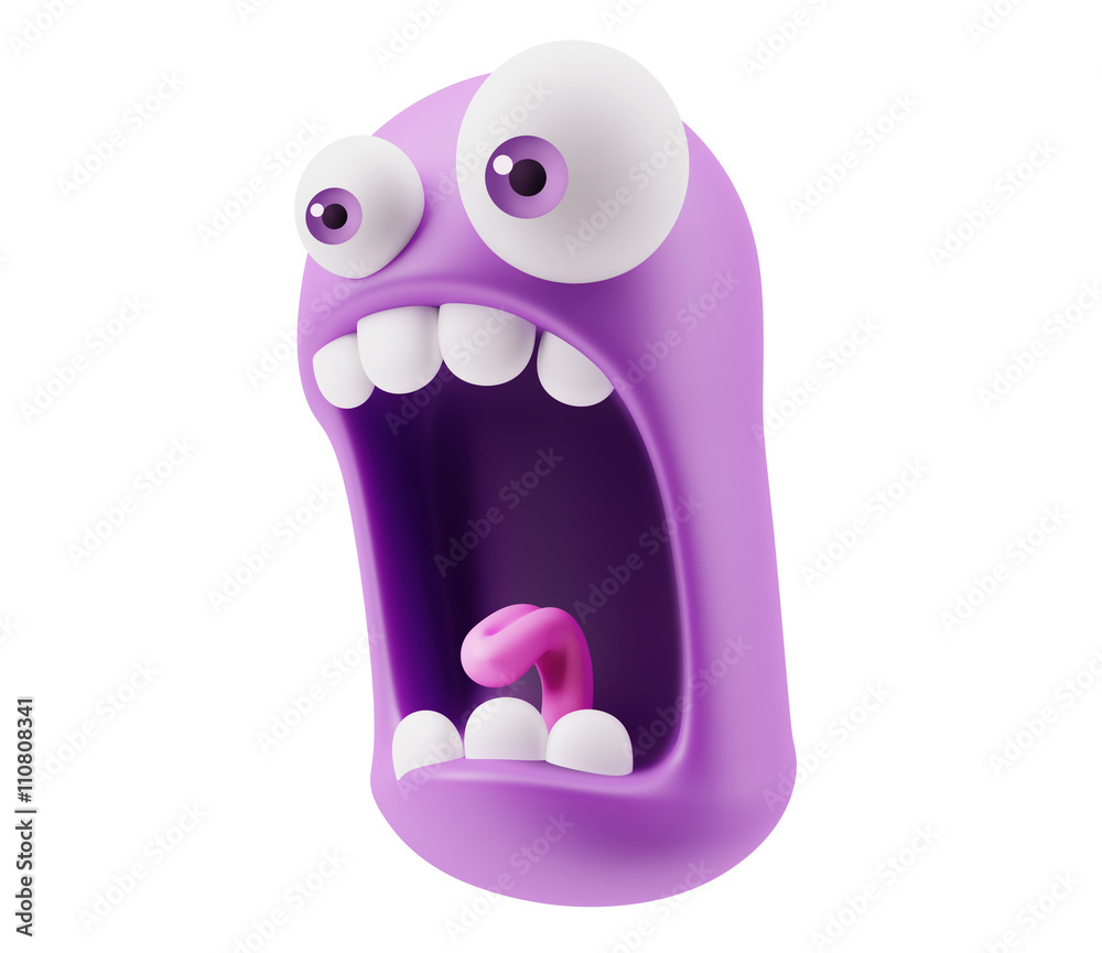 Scream Emoticon Character Face Expression. 3d Rendering. Stock ...