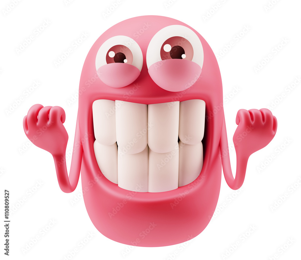 Happy Smiley Emoticon Face. 3d Rendering. Stock Illustration | Adobe Stock