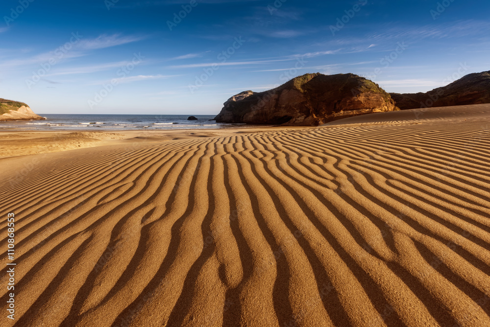 Sand dunes, Wharariki Beach, Golden Bay, Nelson District, South Island ...