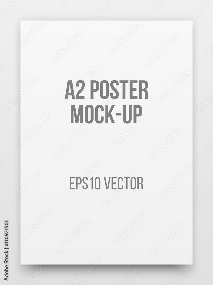 A2 white poster realistic template, mock-up with realistic shadow and ...