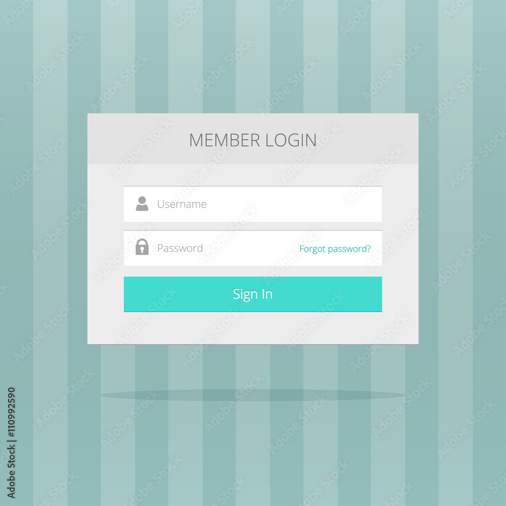 Стоковое векторное изображение «Login box, login form, login ui interface elements, login screen ...