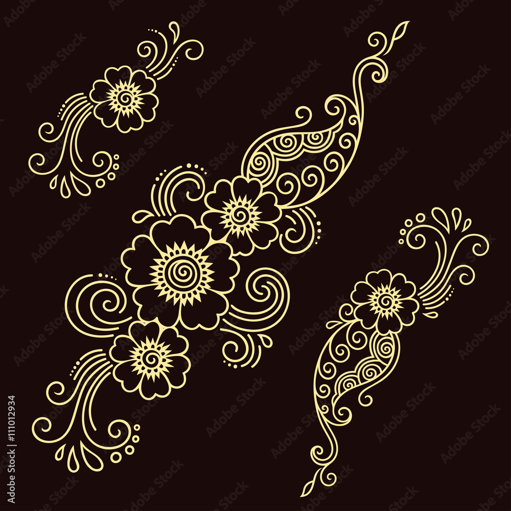 Henna tattoo flower template.Mehndi. Stock Vector | Adobe Stock
