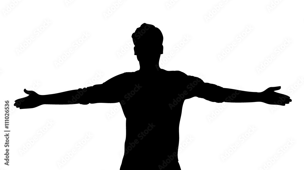 silhouette of a man with open arms. Vector illustration of emotional ...
