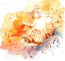 Watercolor Autumn Cat Free Stock Photo - Public Domain Pictures