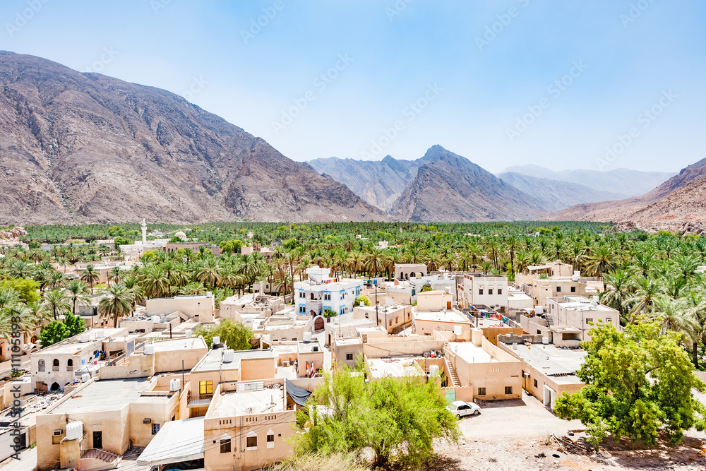 Arabian oasis town at Nakhal in Al Batinah Region, Oman. It is located ...