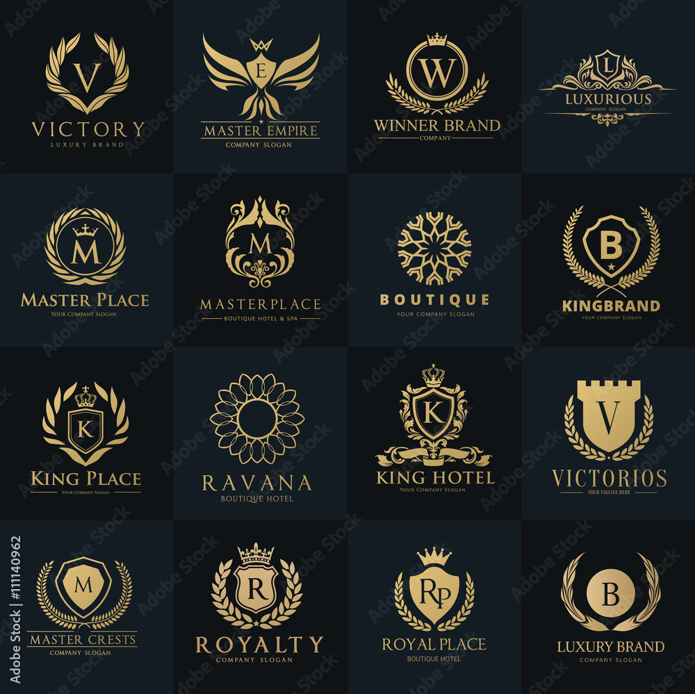 Luxury royal crest logo collection design for hotel and fashion brand ...