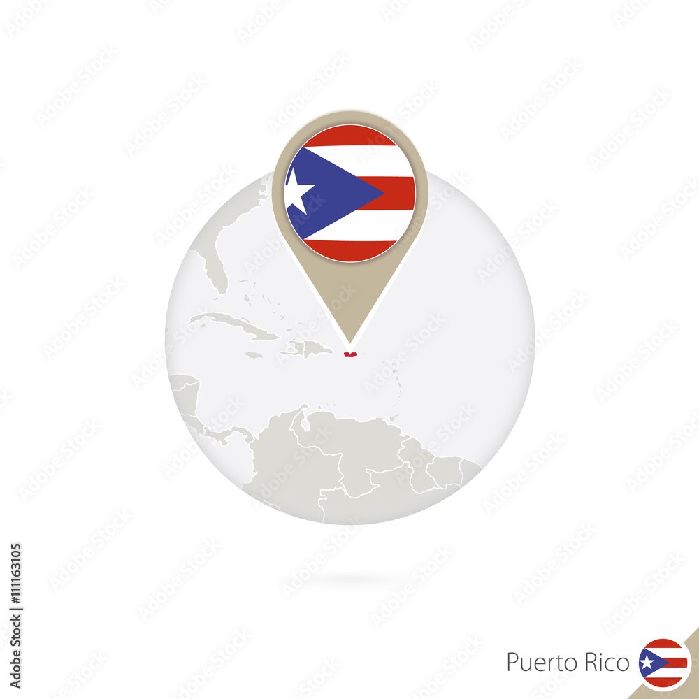 Puerto Rico map and flag in circle. Map of Puerto Rico, Puerto R Stock ...