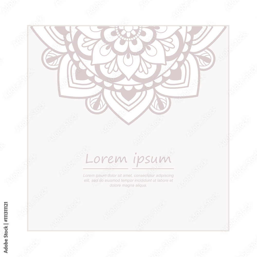 Vector card template with floral pattern. Hand drawn zentangle ...