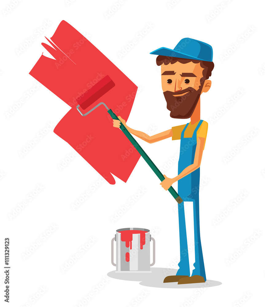 Man painter. Vector flat cartoon illustration Stock Vector | Adobe Stock