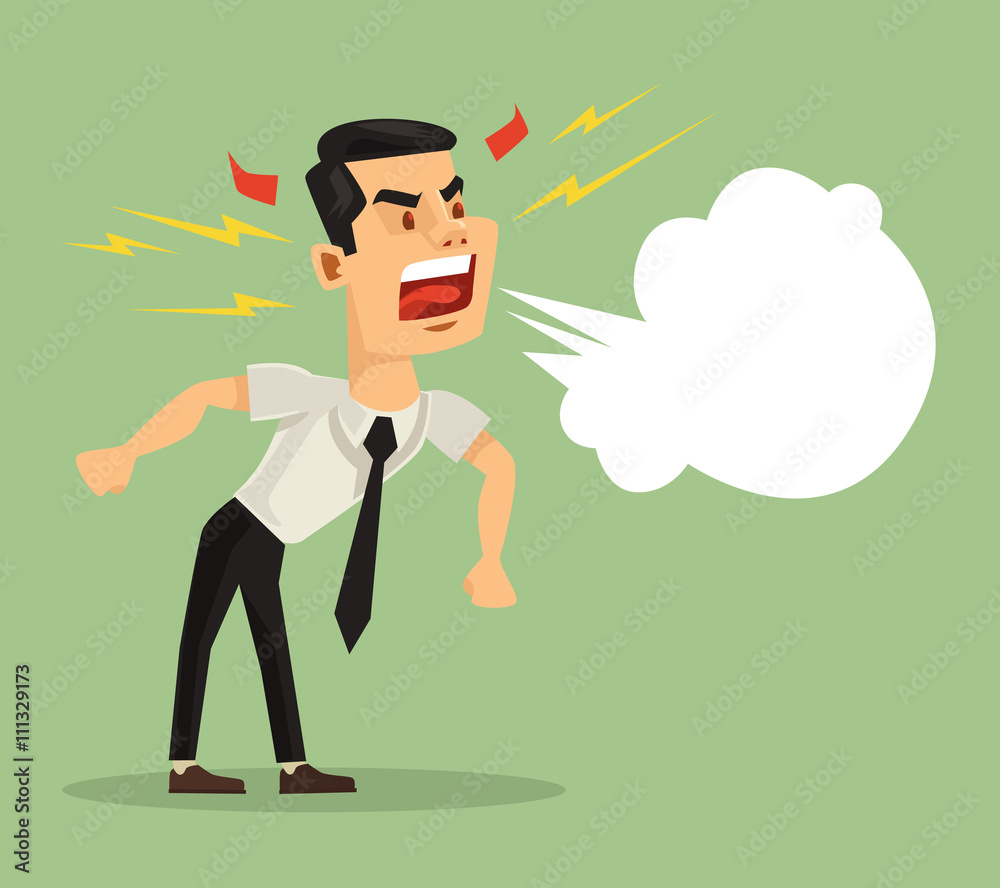 Angry screaming man. Vector flat cartoon illustration Stock Vector ...