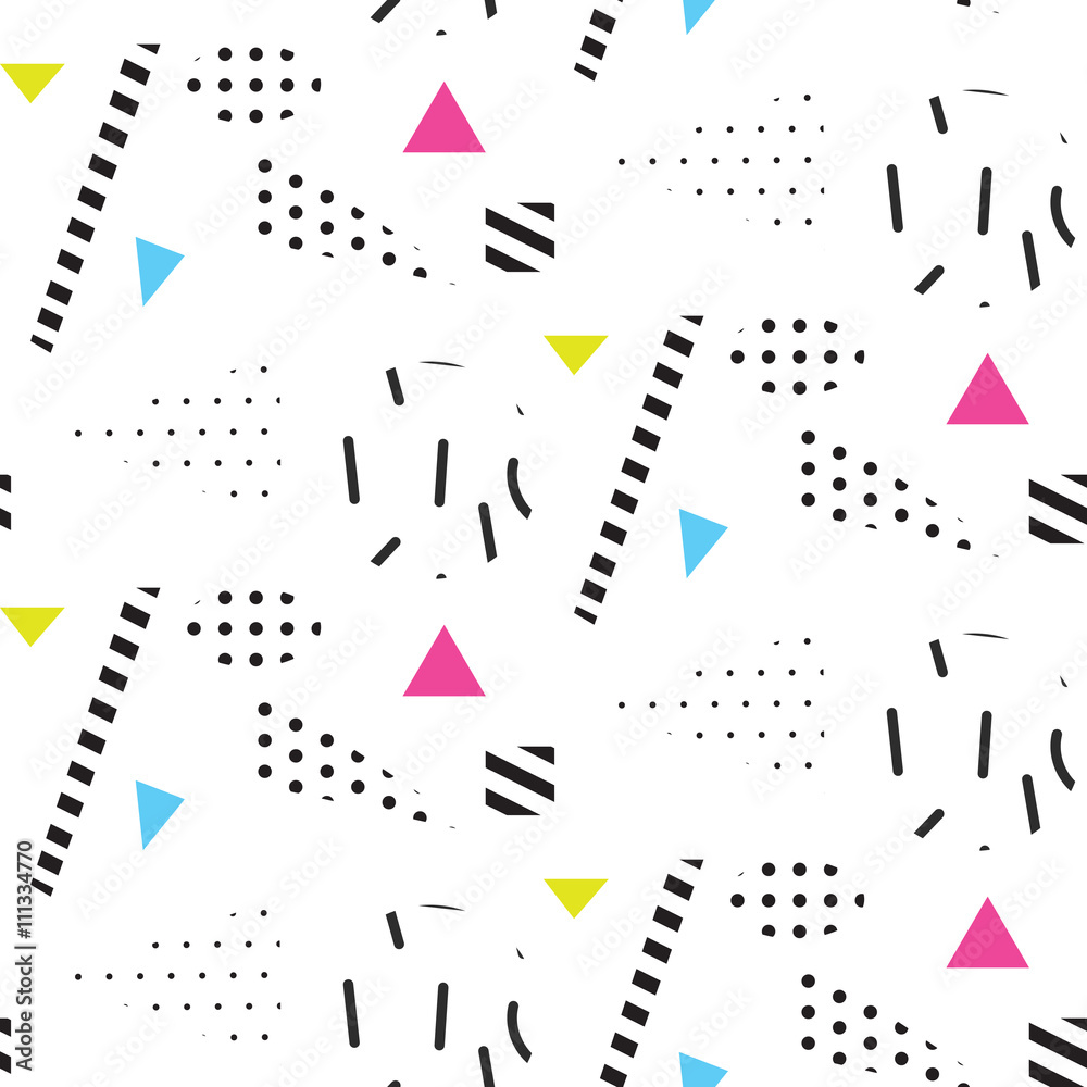 Praca wektorowa bez tantiem: Memphis retro 80s seamless pattern ...