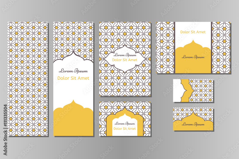 Original business set or menu set with arabic geometric pattern with ...
