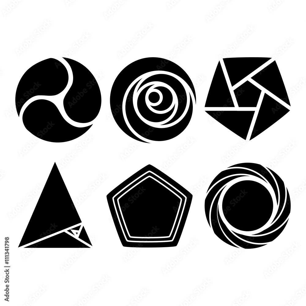 Geometric Forms - Round And Triangular Geometric Shapes Vector Set For ...