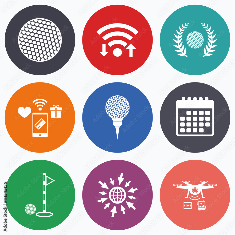 Golf ball icons. Laurel wreath award symbol. Stock Vector | Adobe Stock